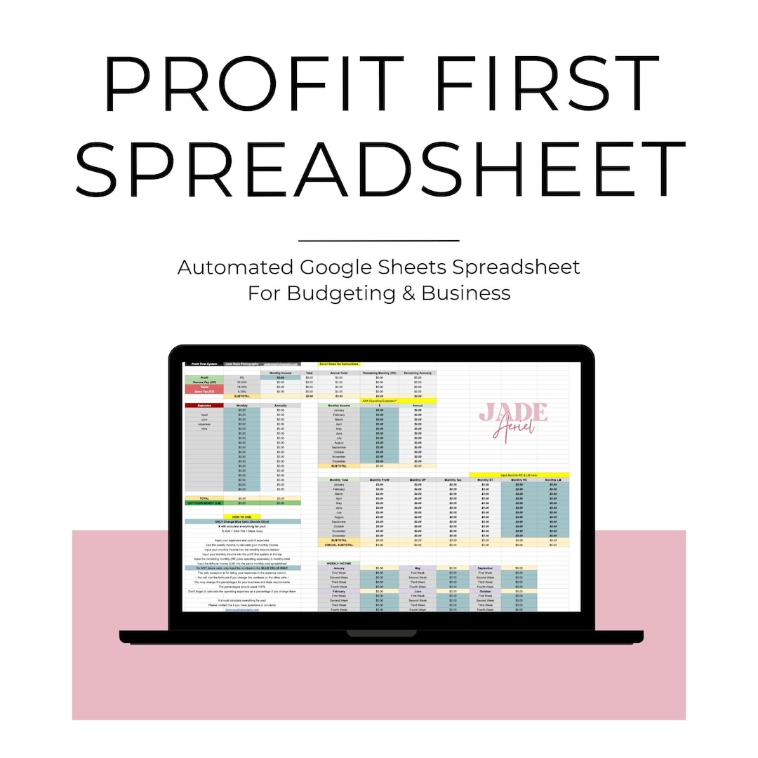 Profit First Automated Spreadsheet for Business and Budgeting | Google ...