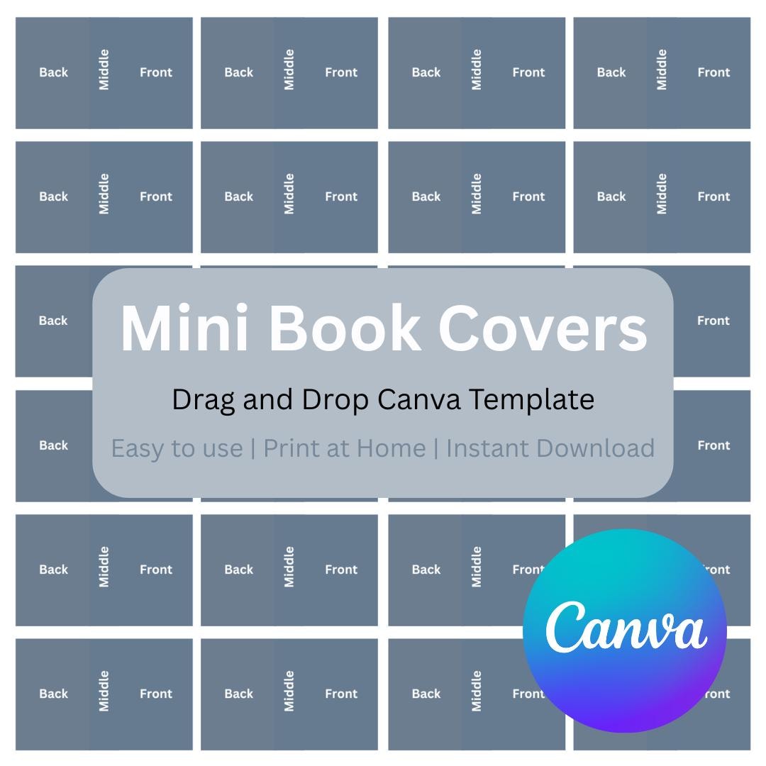 Mini Book Cover Template - Drag and Drop - Etsy