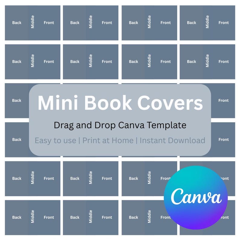 Mini Book Cover Template - Drag and Drop - Etsy