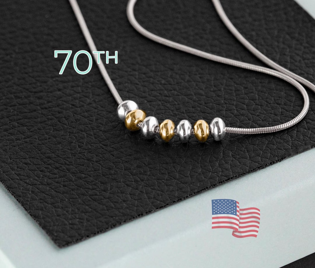 70th Birthday Necklace for Her: Mixed Metal Sterling Silver, Seven ...