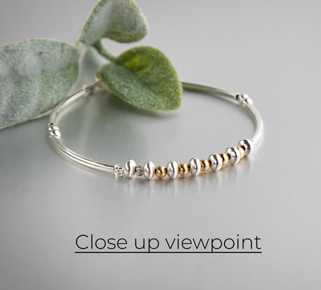 Gold and Sterling Silver Beaded Bracelet, Handmade Jewelry USA - Etsy