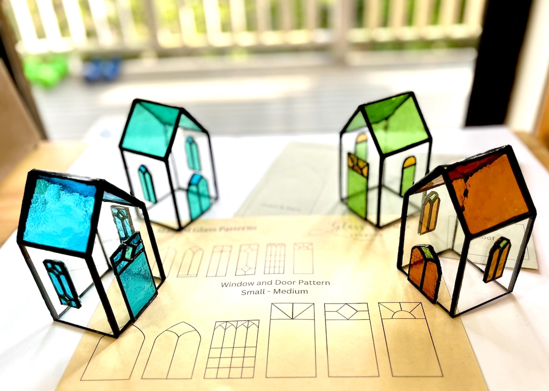 Stained Glass House Pattern PDF | Beginner Copper Foil | 3D Cottage ...
