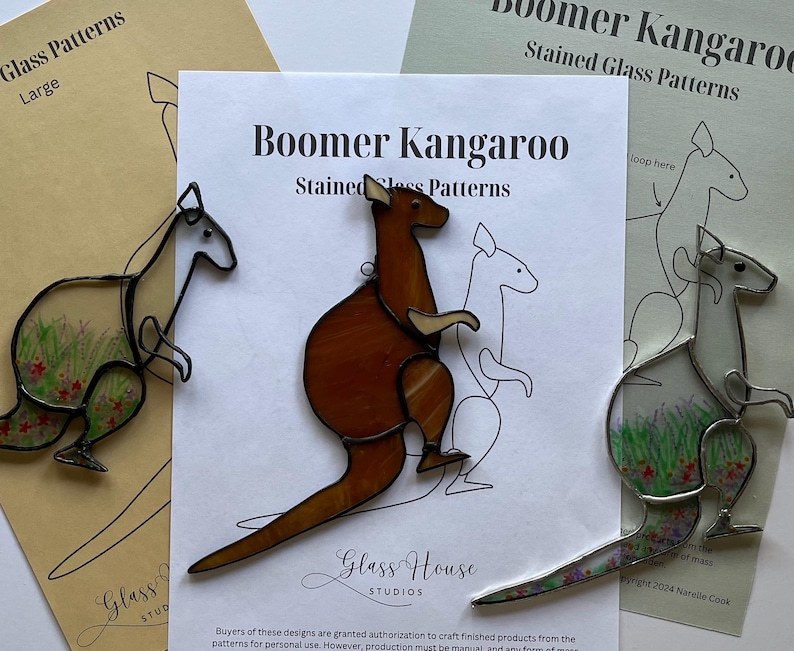Kangaroo Stained Glass * Digital Download: Hobby License * Pattern ...