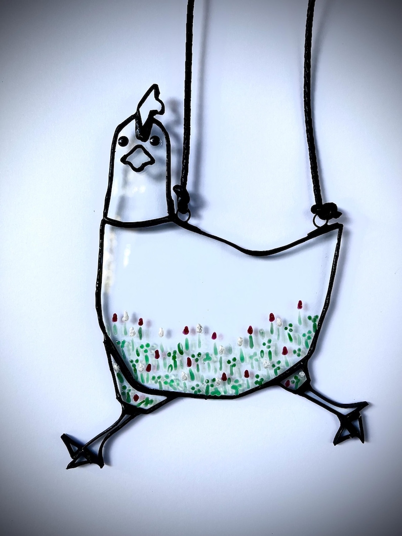 Chicken Stained Glass * Sun Catcher Window Hanging * Chicken Glass Bird ...