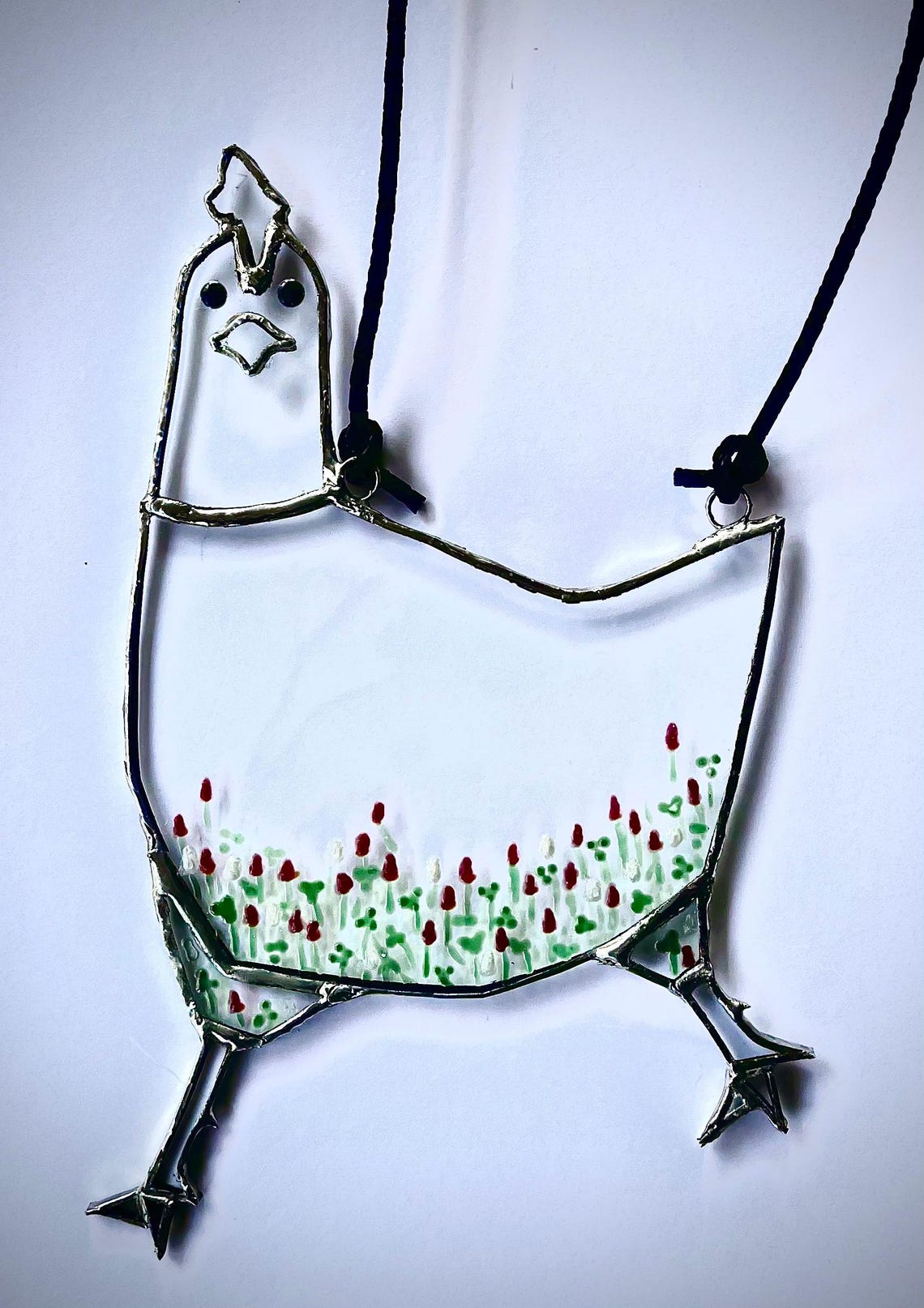 Chicken Stained Glass * Sun Catcher Window Hanging * Chicken Glass Bird ...