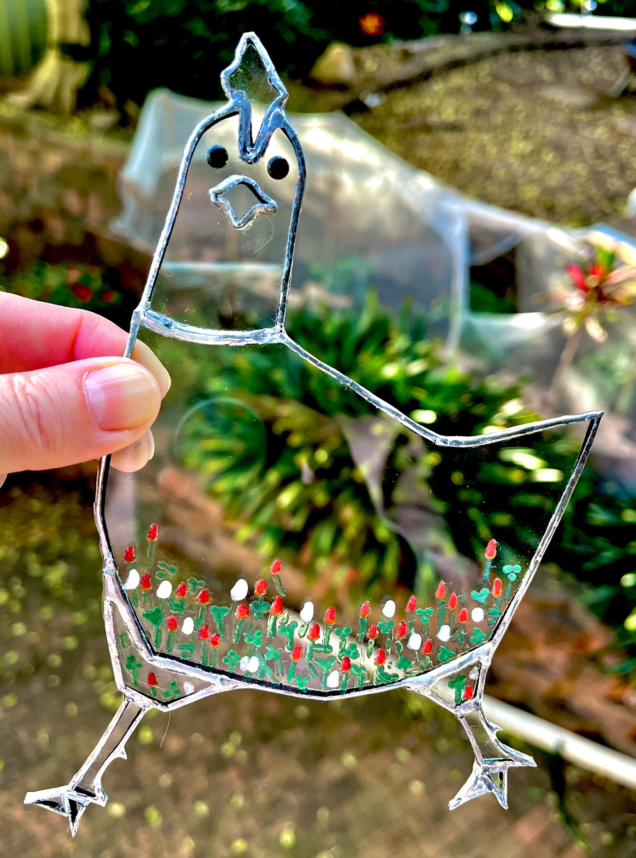Chicken Stained Glass * Sun Catcher Window Hanging * Chicken Glass Bird ...