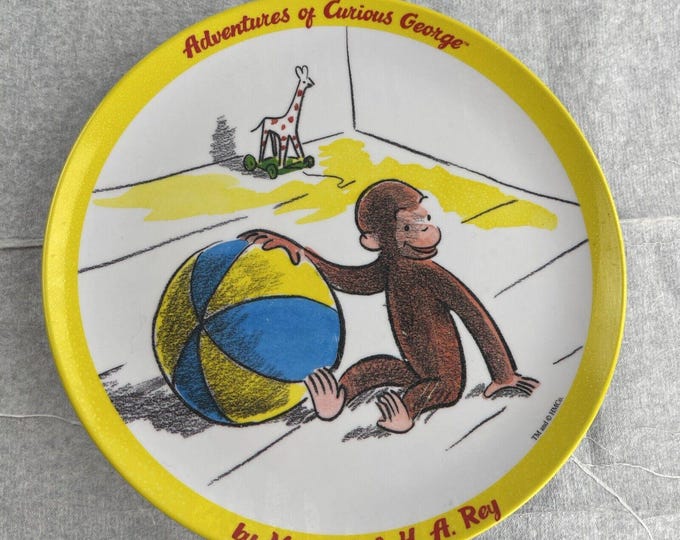 Curious George Plate Adventures of Curious George Vintage Plastic Plate ...