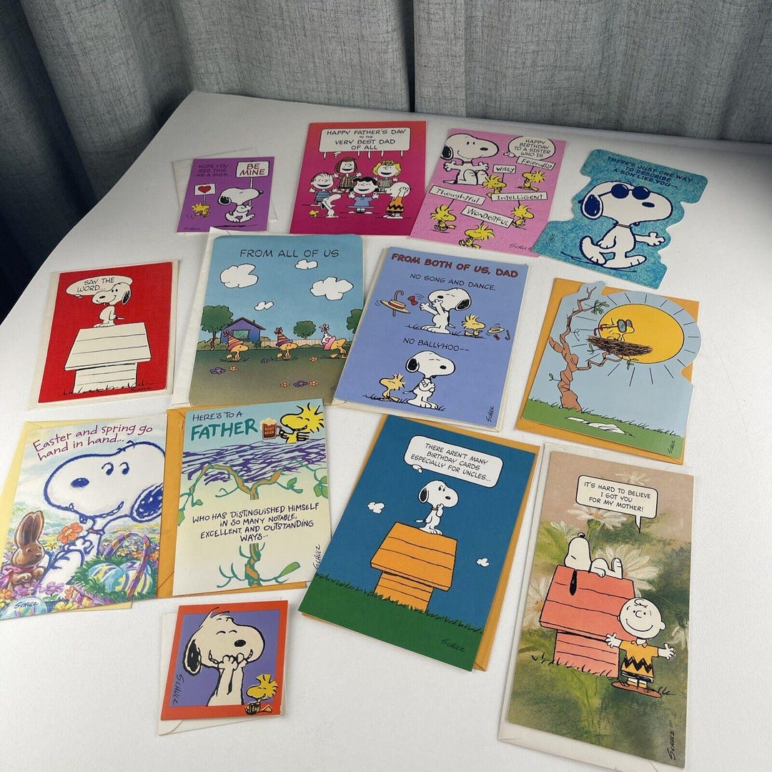 13 Vintage Hallmark Peanuts Snoopy Greeting Cards Father's & Mother's ...