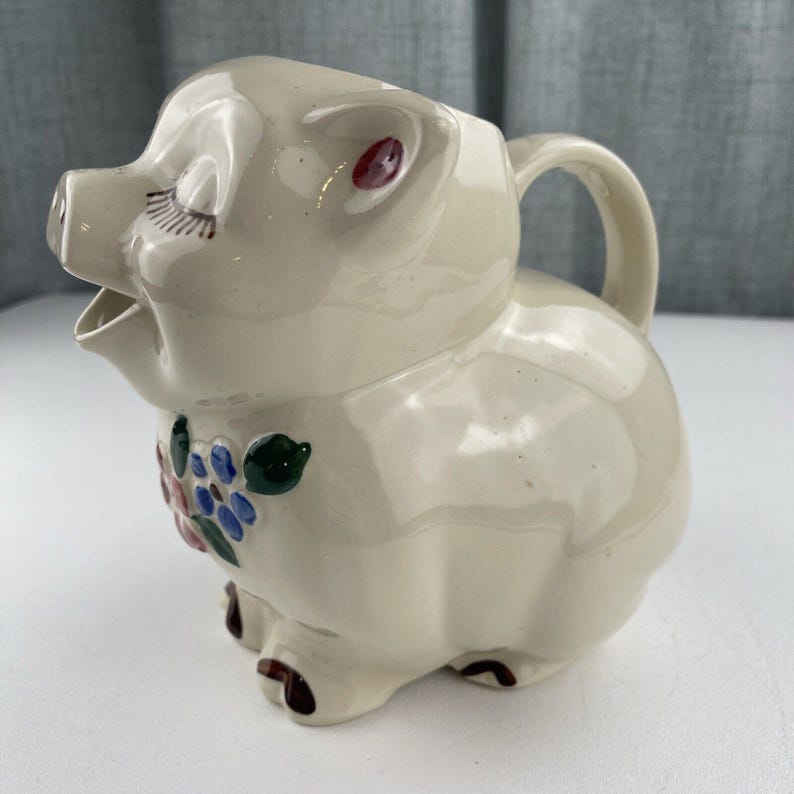 Vintage Shawnee Pottery SMILEY Pig Milk Pitcher or Vase. Floral Pattern ...