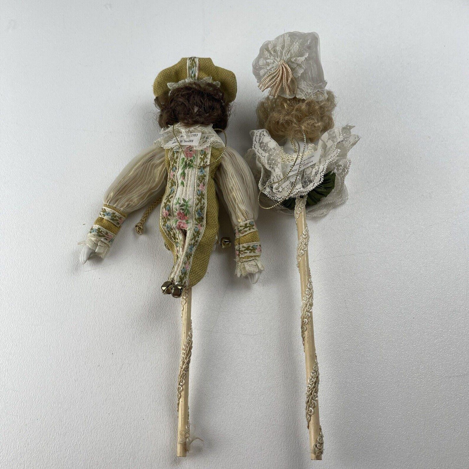 Set/2 Vintage Victorian Lady Busts on Stick LOUIS NICHOLE Ornament 1983 ...