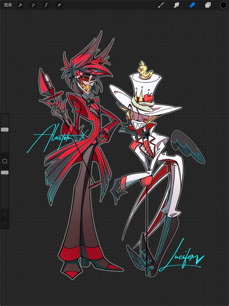 Alastor Hazbin Hotel Goth Inspired Standee, Alastor y Lucifer Acrylic ...