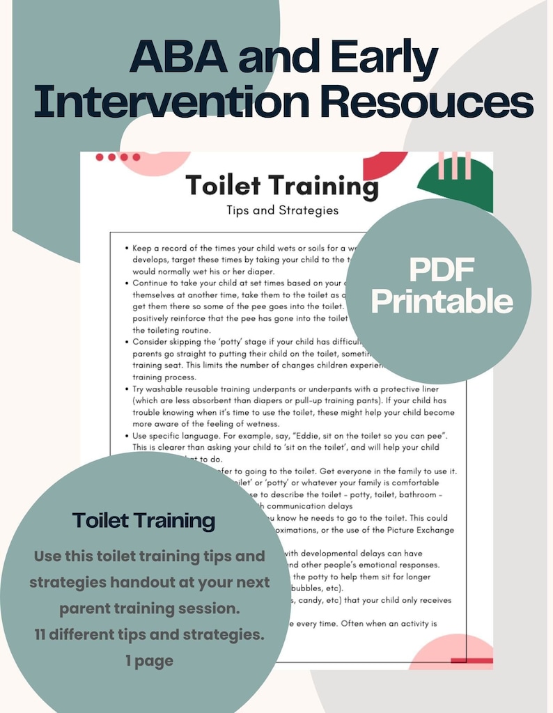 Toilet Training Parent Handout 1 Page PDF Download / ABA Resources ...