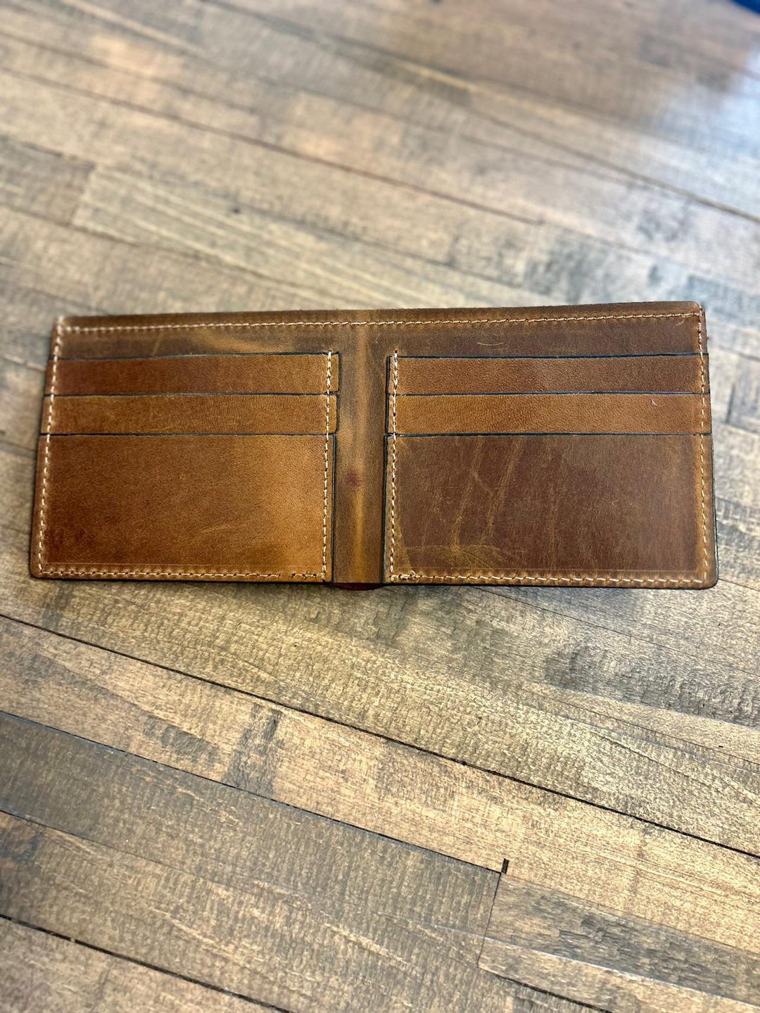 Full-grain Leather Bifold Wallet Leather Accessory Card Holder Wallet ...