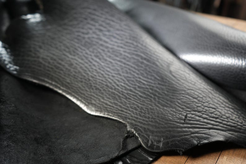 Shrunken Bison Leather Black American Made Distressed Hide DIY Wallet ...