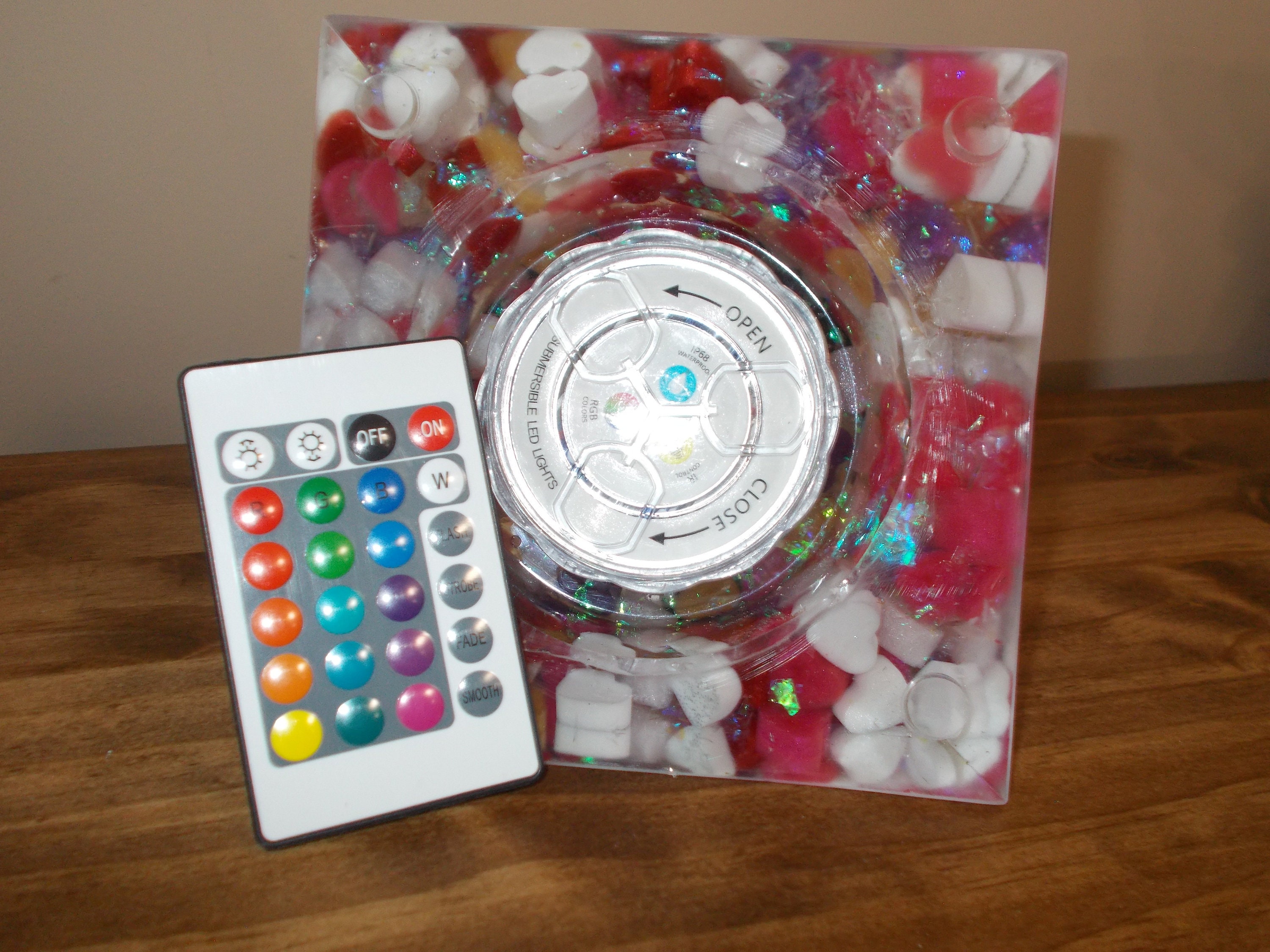 Lighted Epoxy Resin Pyramid With Flower Nightlight With Remote - Etsy