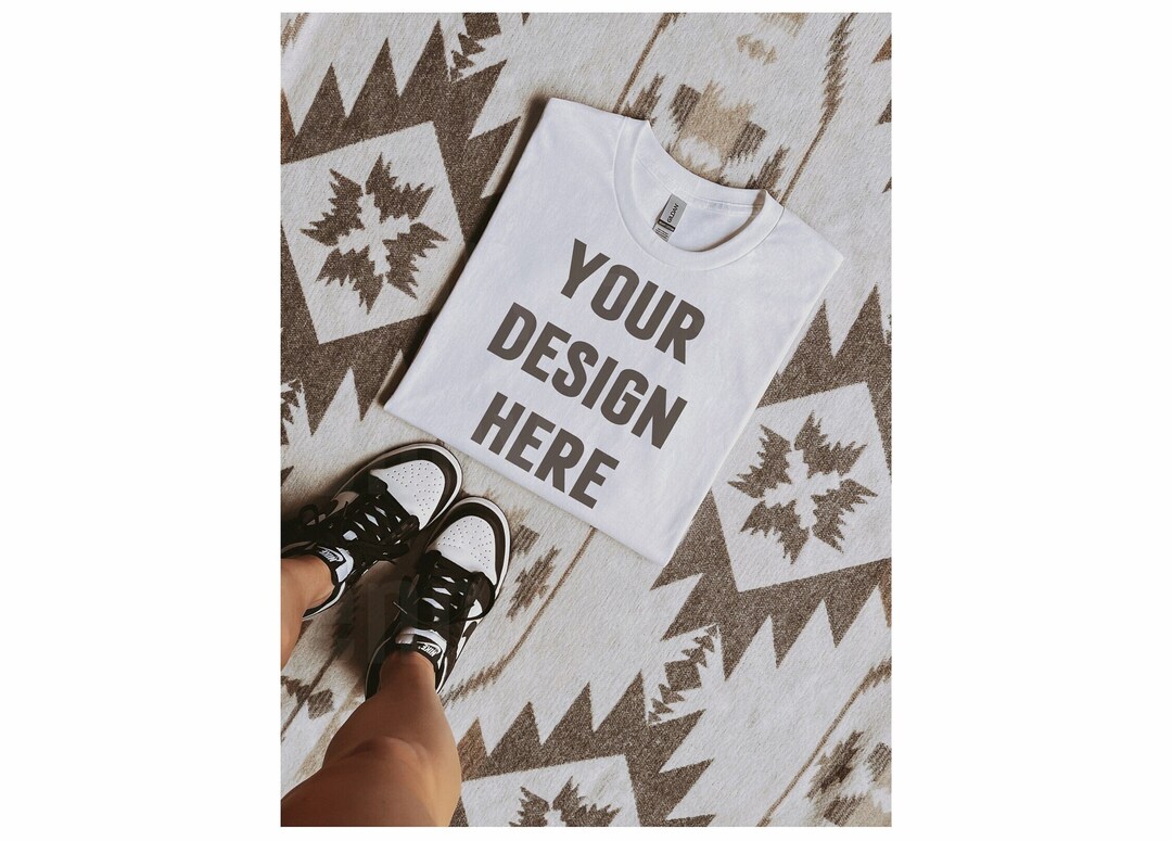 Gildan 5000 Flat Lay Mock Up, Trendy Sporty Shirt Mockup, Boho ...
