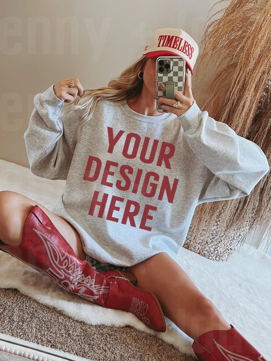 Ash Grey Gildan 18000 Sweatshirt Mockup Western Mock up Ash Gray ...