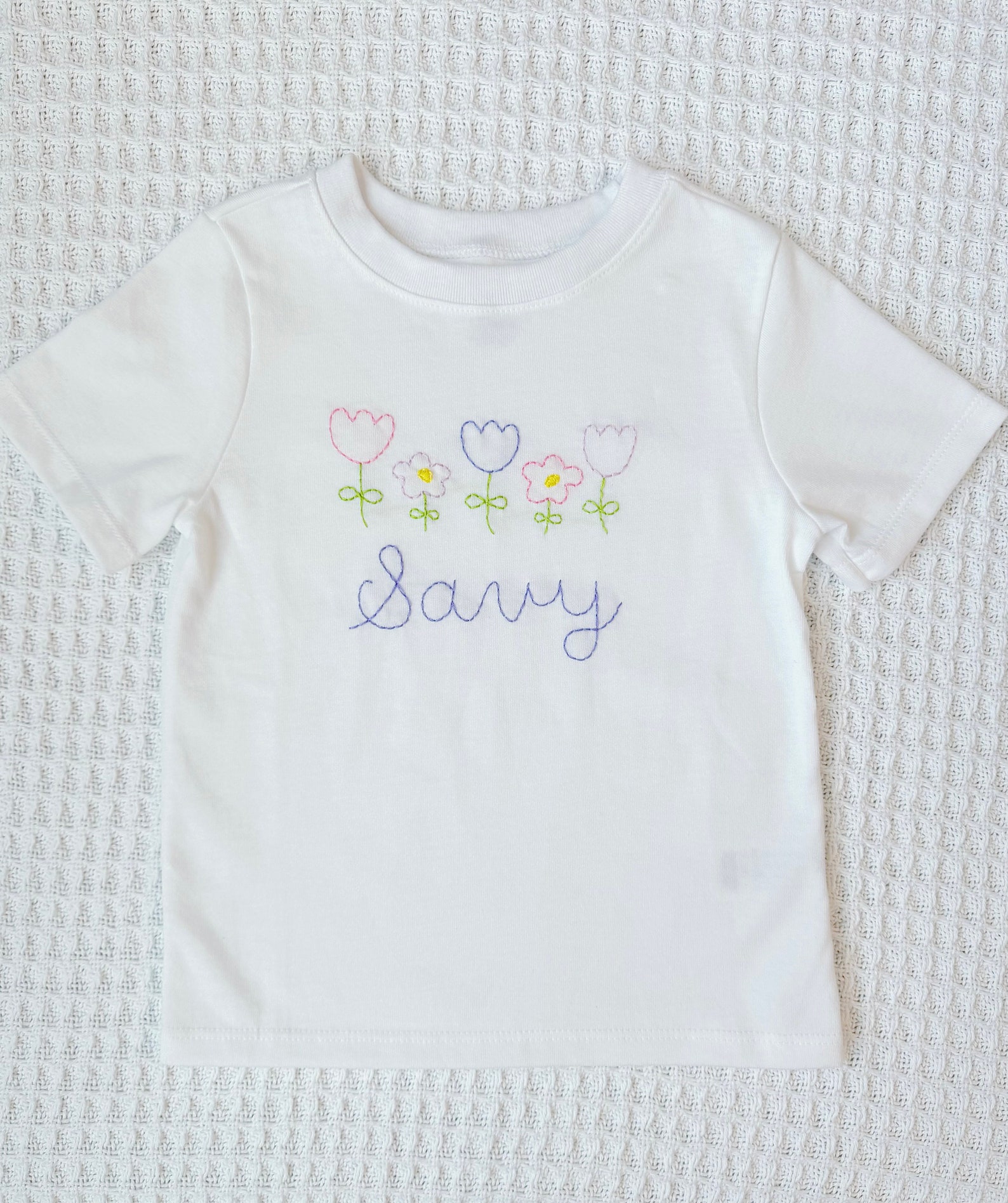 Custom Hand Embroidered Girls Spring Flower T Shirt Toddler With ...