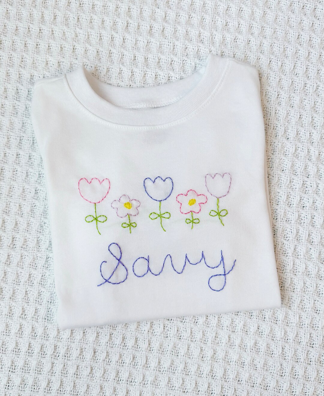 Custom Hand Embroidered Girls Spring Flower T Shirt Toddler With ...
