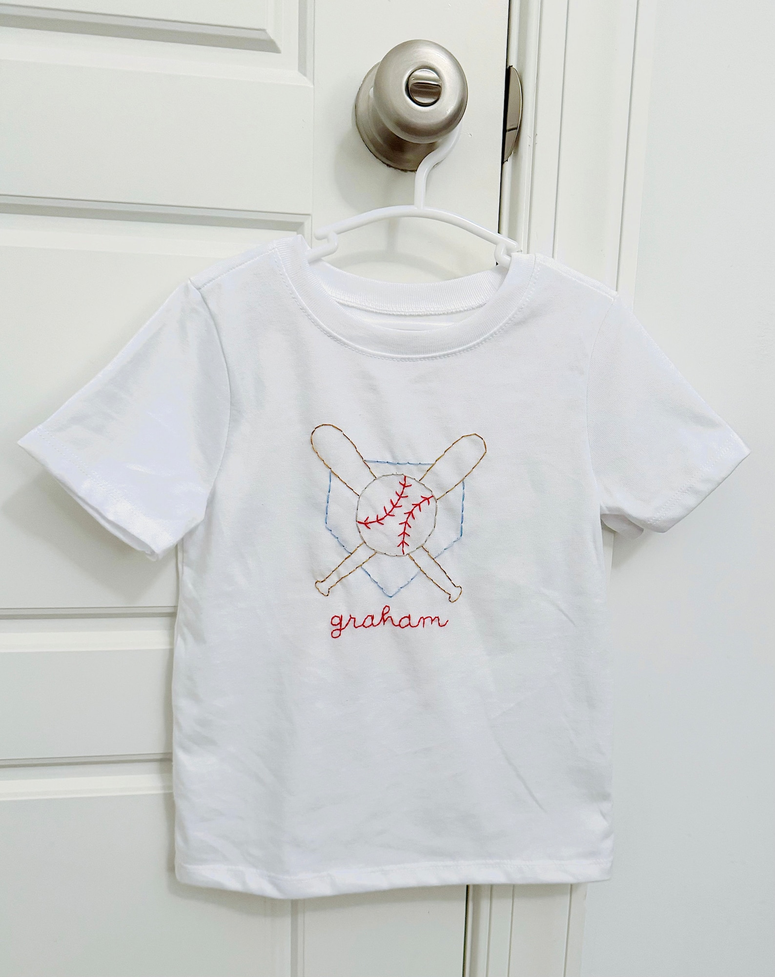 Custom Hand Embroidered Baseball T Shirt Toddler Boy Personalized Name ...