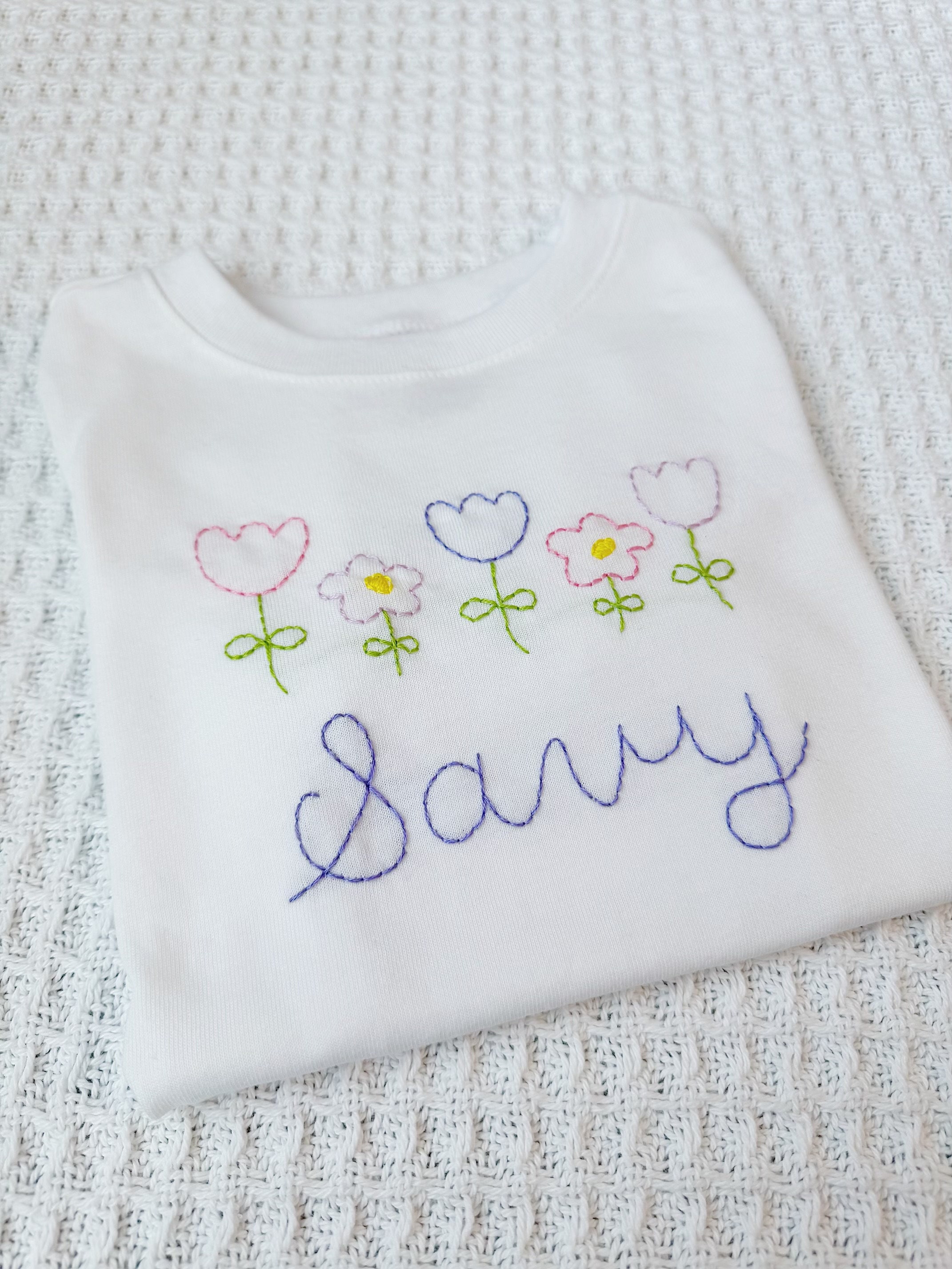 Custom Hand Embroidered Girls Spring Flower T Shirt Toddler With ...