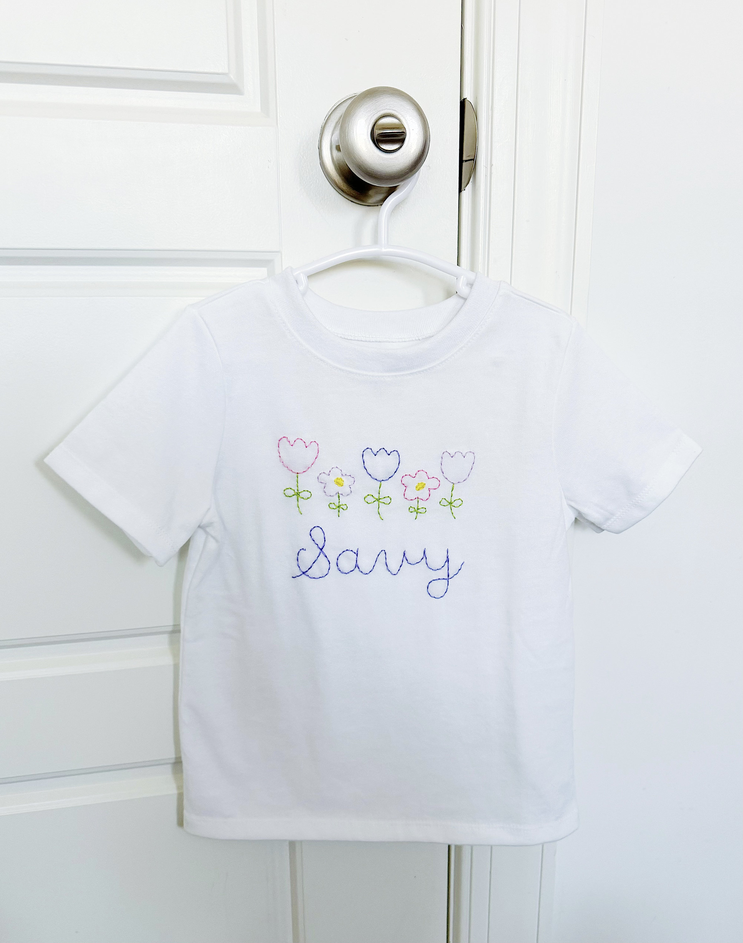 Custom Hand Embroidered Girls Spring Flower T Shirt Toddler With ...