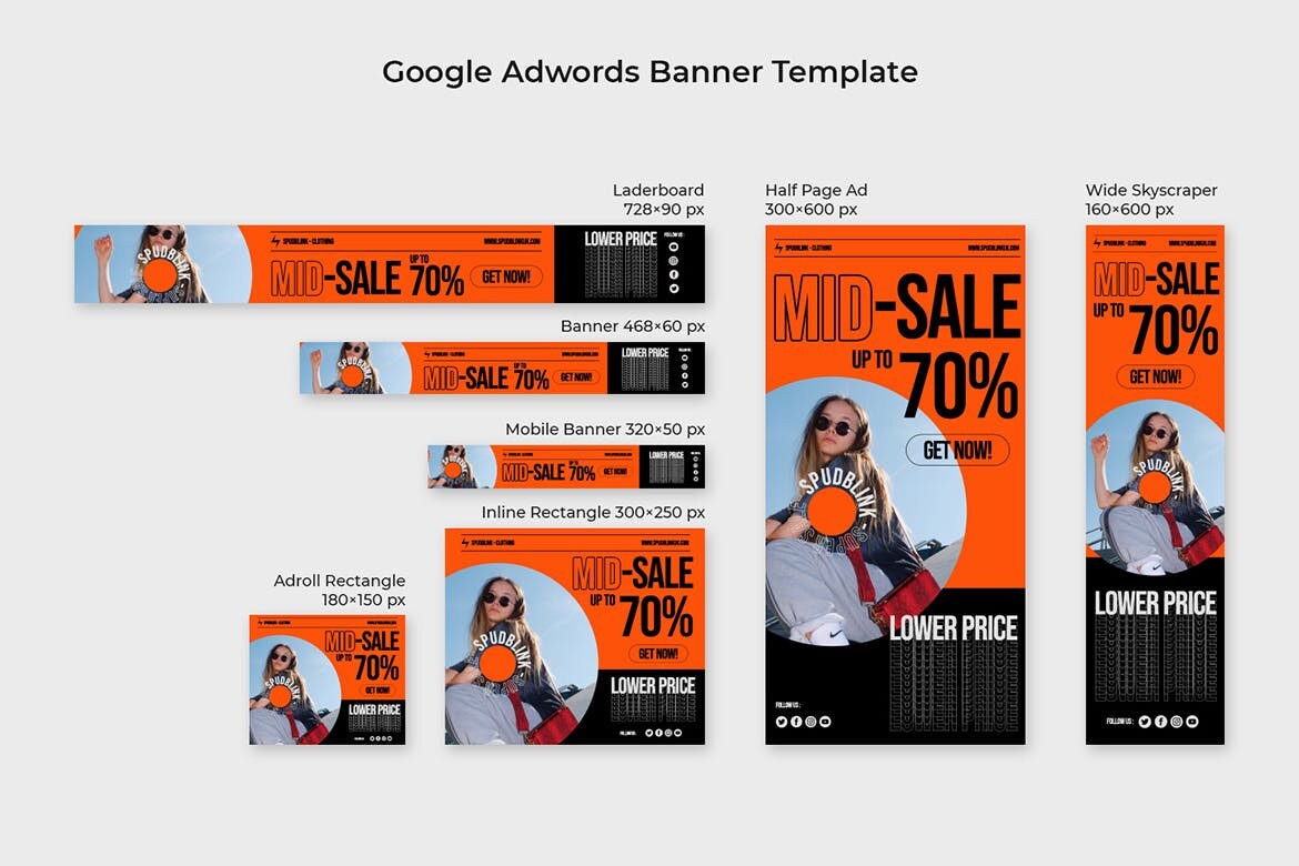 Google Ads Optimized Template for FASHION SALES 2024 Banner Photoshop ...