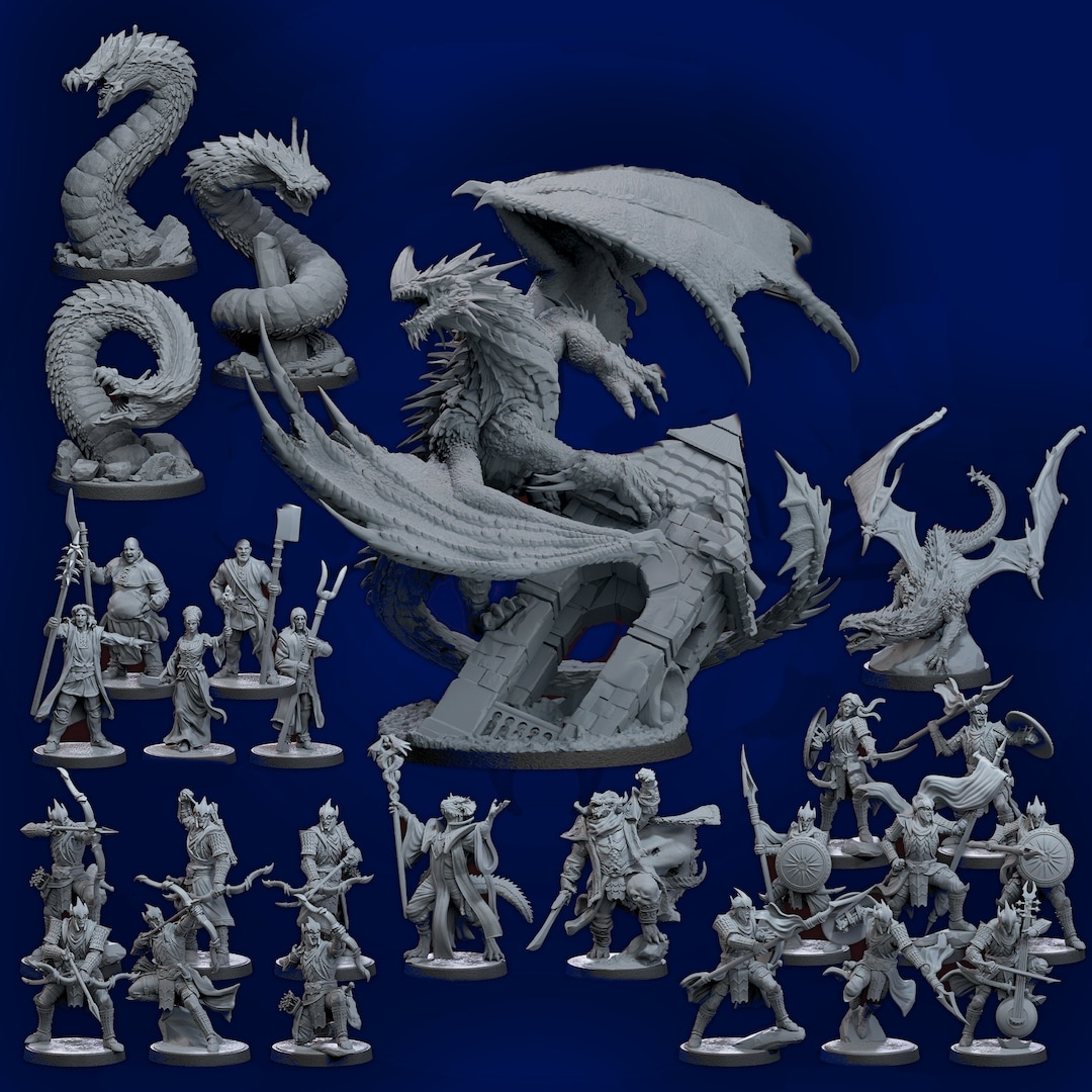 Dragon Siege STL Bundle: D&D Dragonborn and Drake Miniatures (digital ...