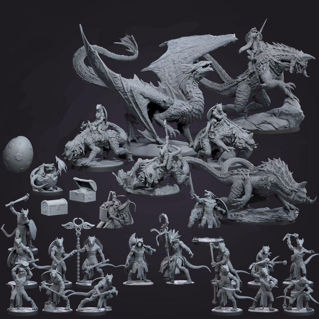 Kobold Keep STL Bundle: D&D Dragon and Kobold Miniatures (digital ...