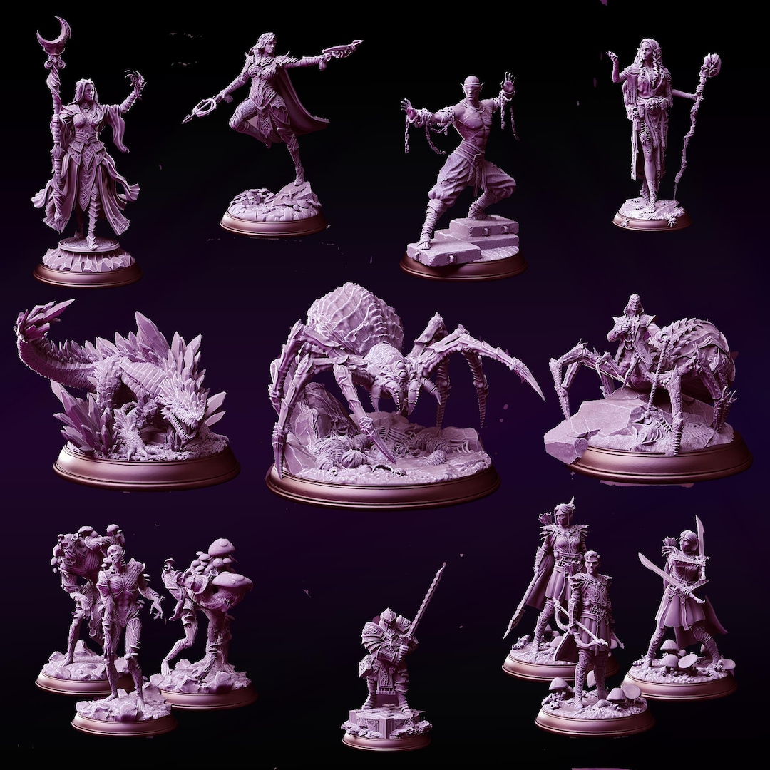 Underdark Cabal STL Bundle: D&D Drow and Drider Miniatures (digital ...