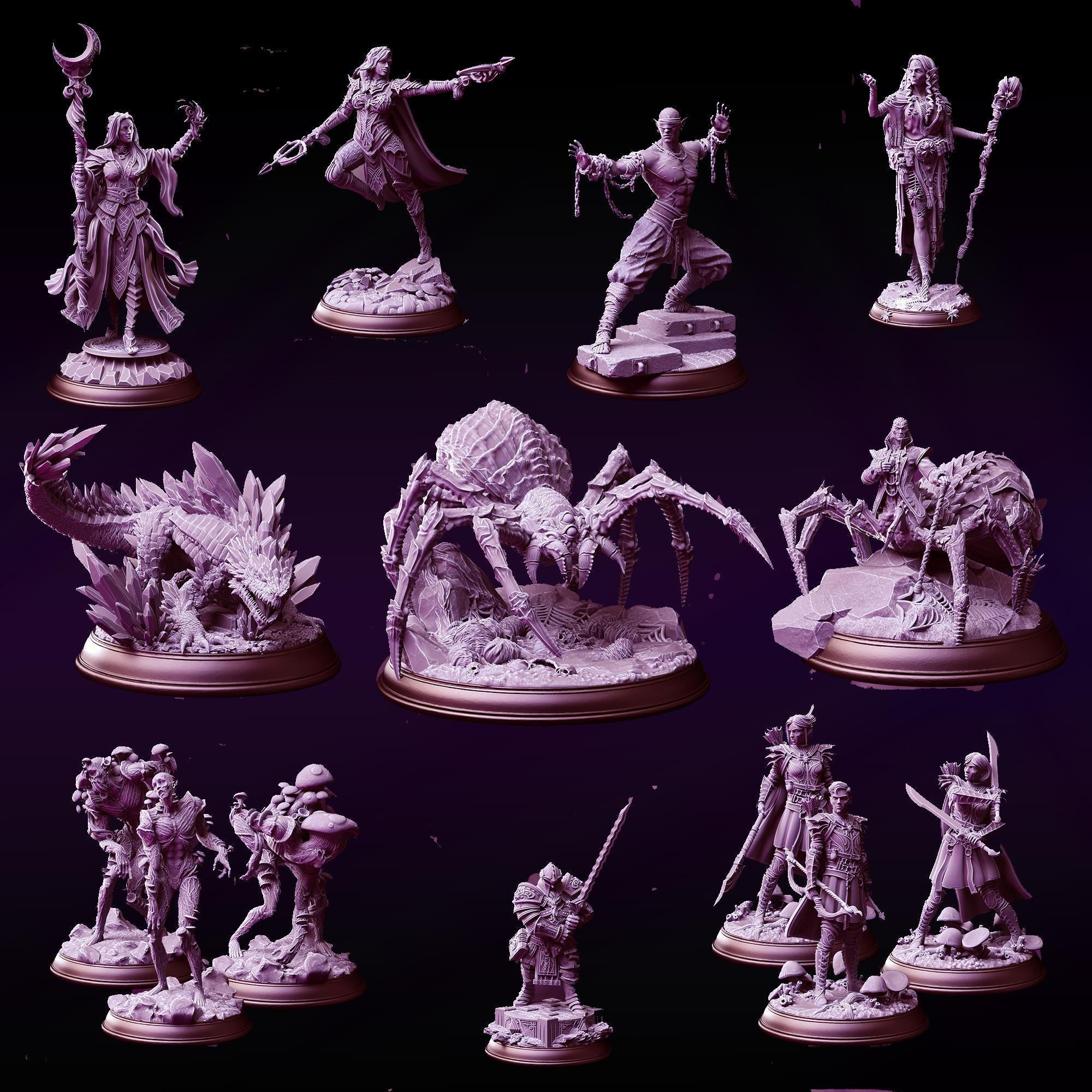 Underdark Cabal STL Bundle: D&D Drow and Drider Miniatures (digital ...