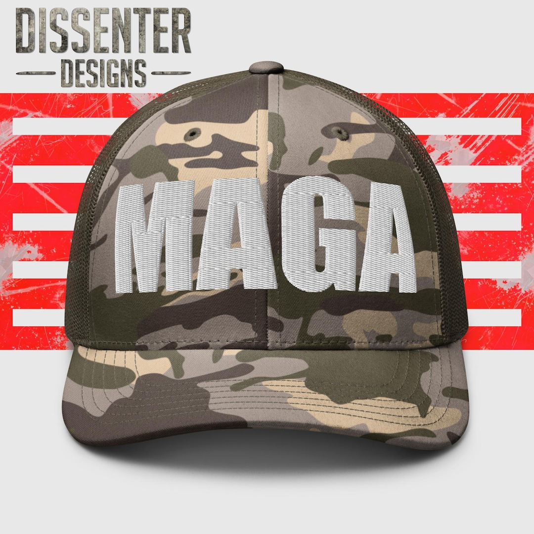 Camouflage MAGA Embroidered Retro Trucker Hat - Men & Women's Patriotic ...