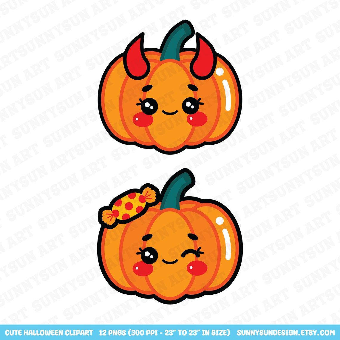 Halloween Pumpkin Clipart, Cute Jack O Lantern PNG, Kawaii Pumpkin Face ...