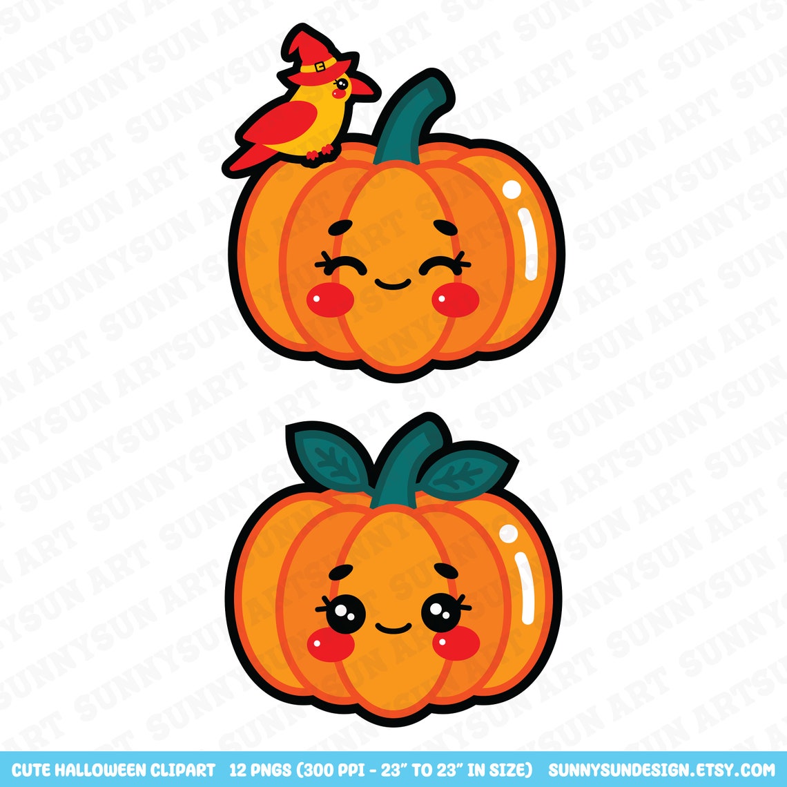 Halloween Pumpkin Clipart, Cute Jack O Lantern PNG, Kawaii Pumpkin Face ...