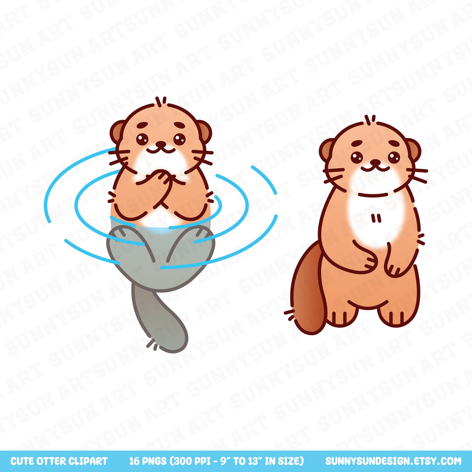Otter Clipart, Cute Sea Otter PNG, Kawaii Otter Illustration, Baby ...