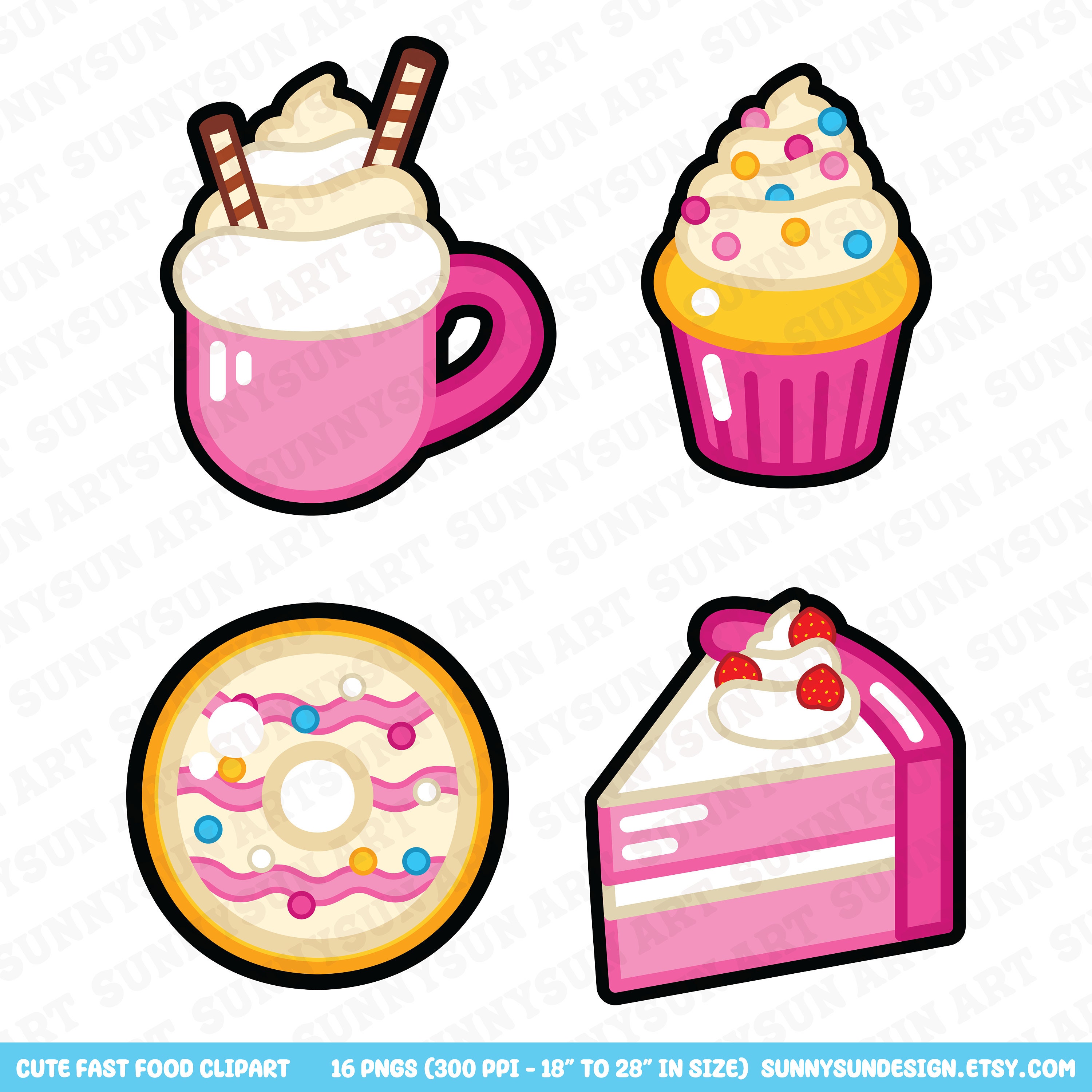 Cute Burger Clipart, Kawaii Fast Food, Junk Food, Pizza PNG, Ice Cream ...