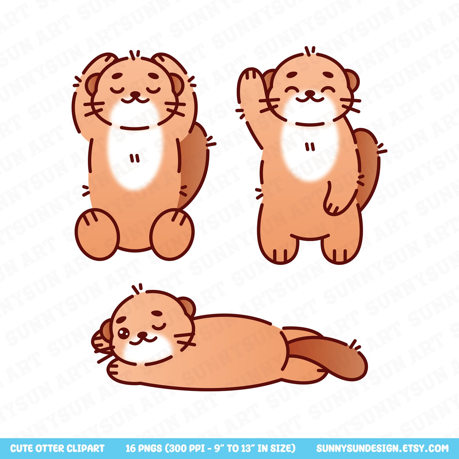 Otter Clipart, Cute Sea Otter PNG, Kawaii Otter Illustration, Baby ...