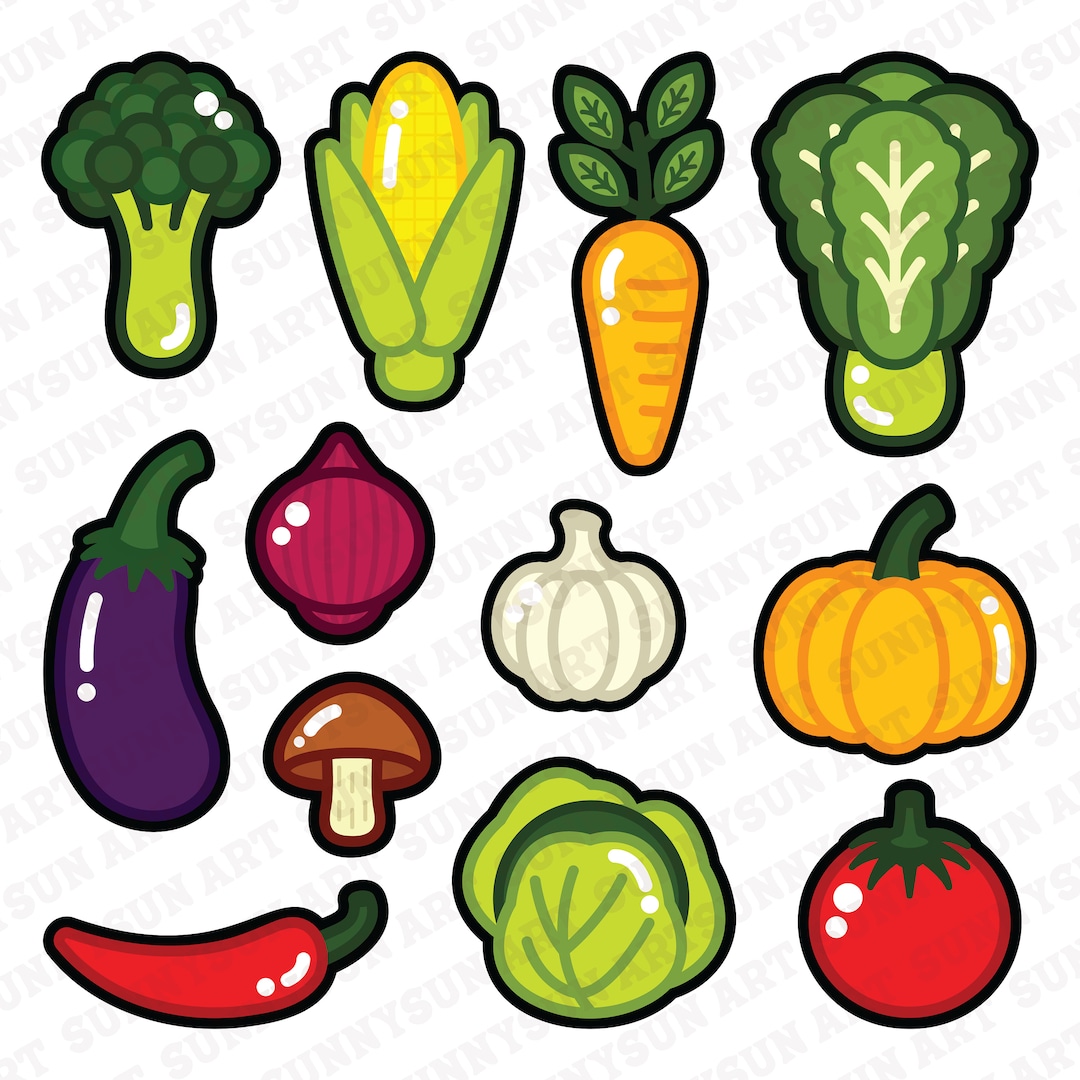 Cute Vegetable Clipart, Kawaii Veggies PNG, Fresh Healthy Food Art ...