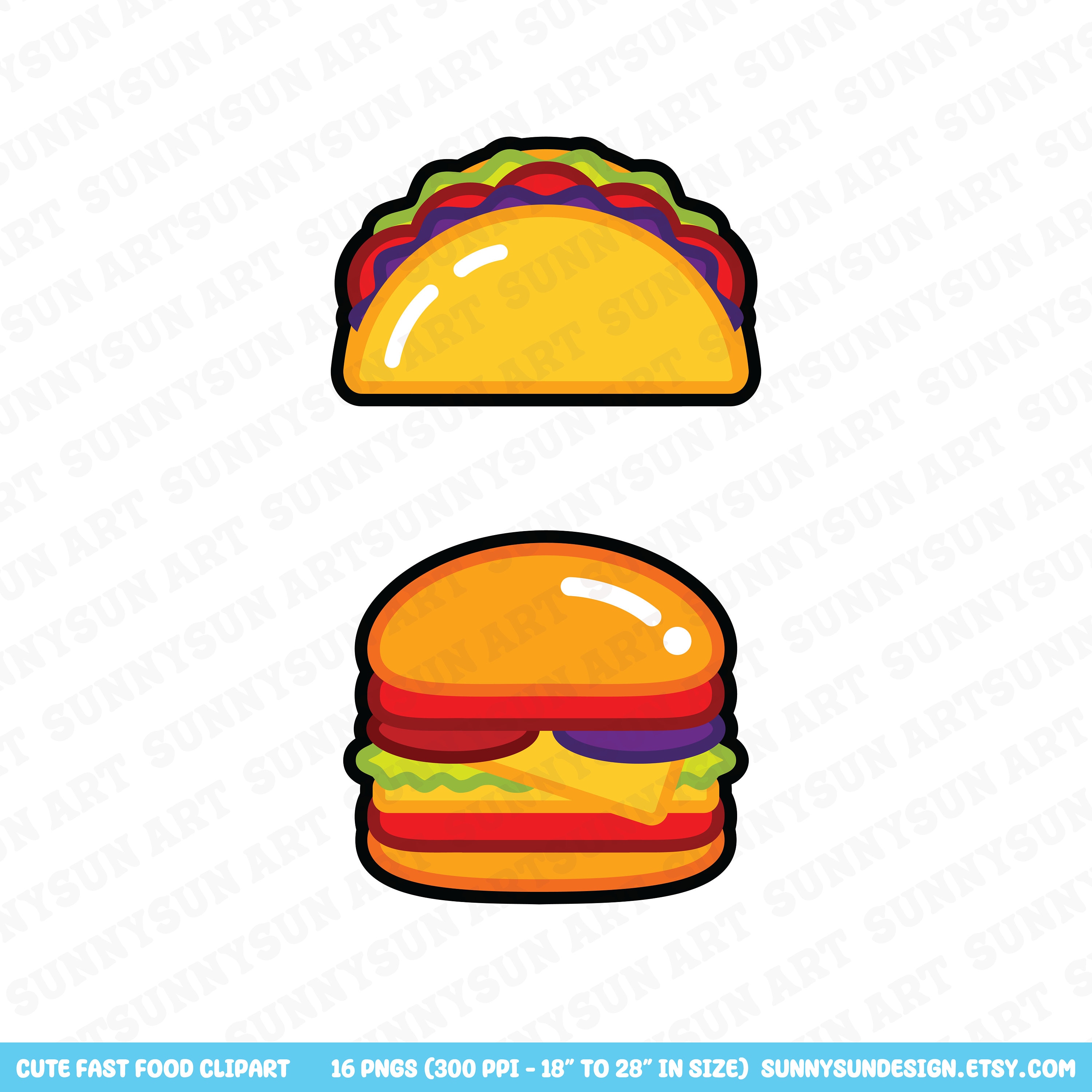 Cute Burger Clipart, Kawaii Fast Food, Junk Food, Pizza PNG, Ice Cream ...