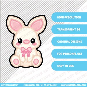 Cute Farm Clipart, Farmland Cattle PNG, Kawaii Barn Animal, Chicken Hen ...