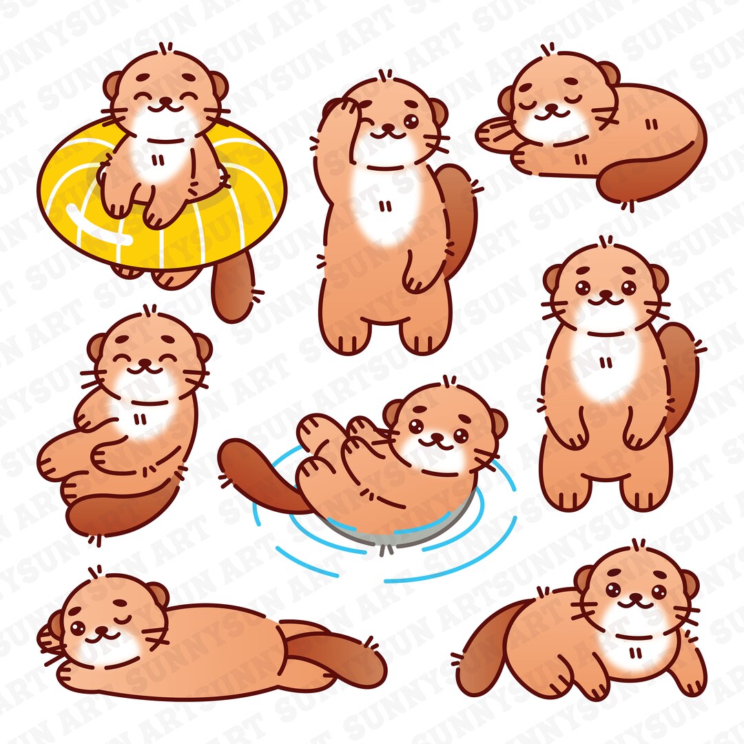 Otter Clipart, Cute Sea Otter PNG, Kawaii Otter Illustration, Baby ...