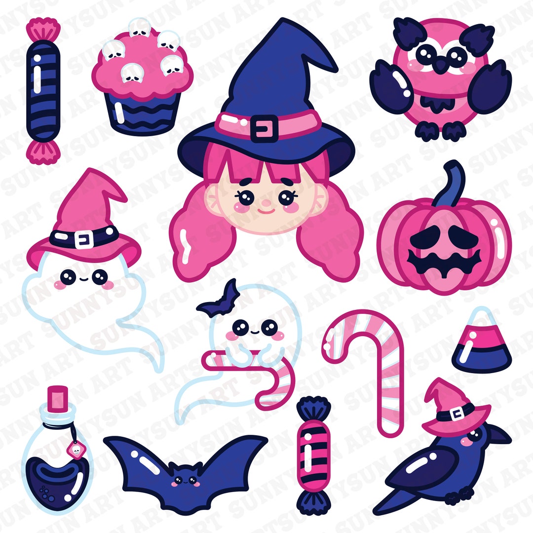 Cute Halloween Clipart, Kawaii Ghost PNG, Whimsical Happy Halloween ...