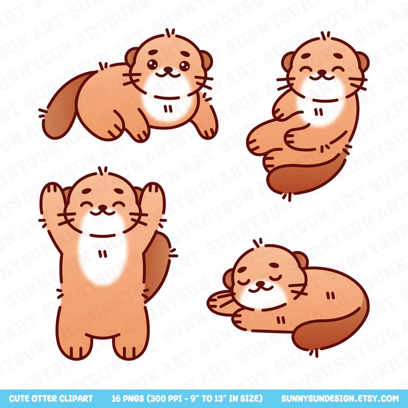Otter Clipart, Cute Sea Otter PNG, Kawaii Otter Illustration, Baby ...