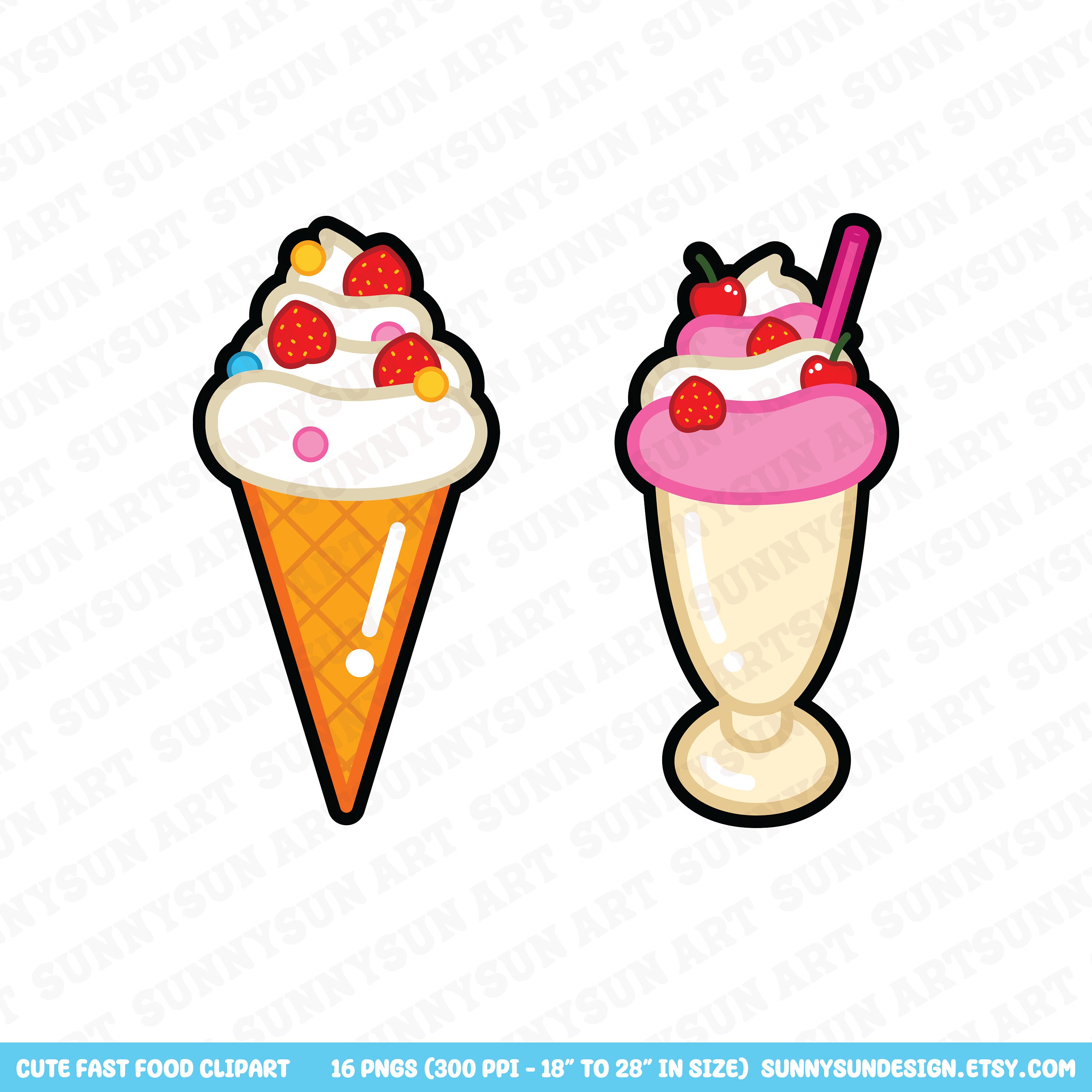 Cute Burger Clipart, Kawaii Fast Food, Junk Food, Pizza PNG, Ice Cream ...