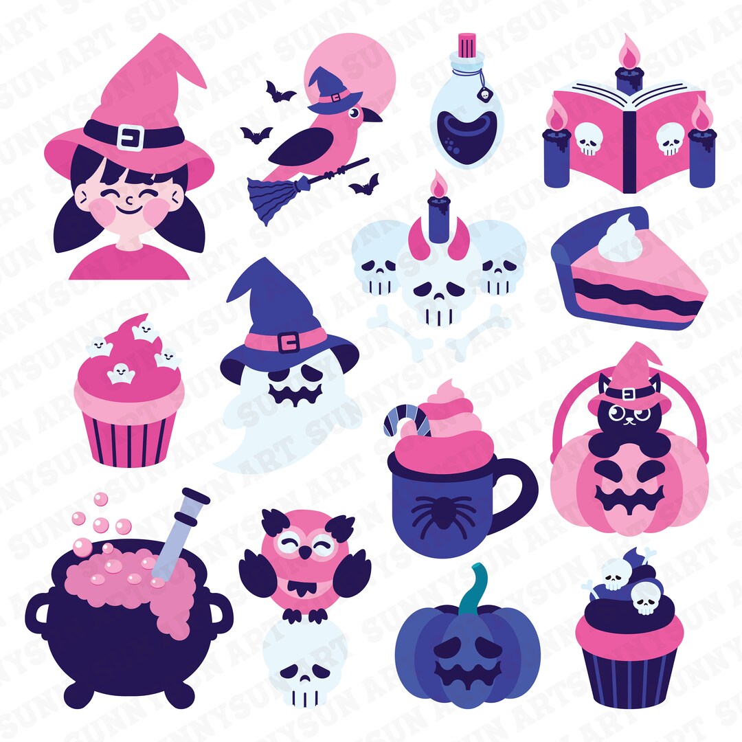 Cute Happy Halloween Clipart, Sweet Candy Pngs, Black Cat, Witchy Witch ...