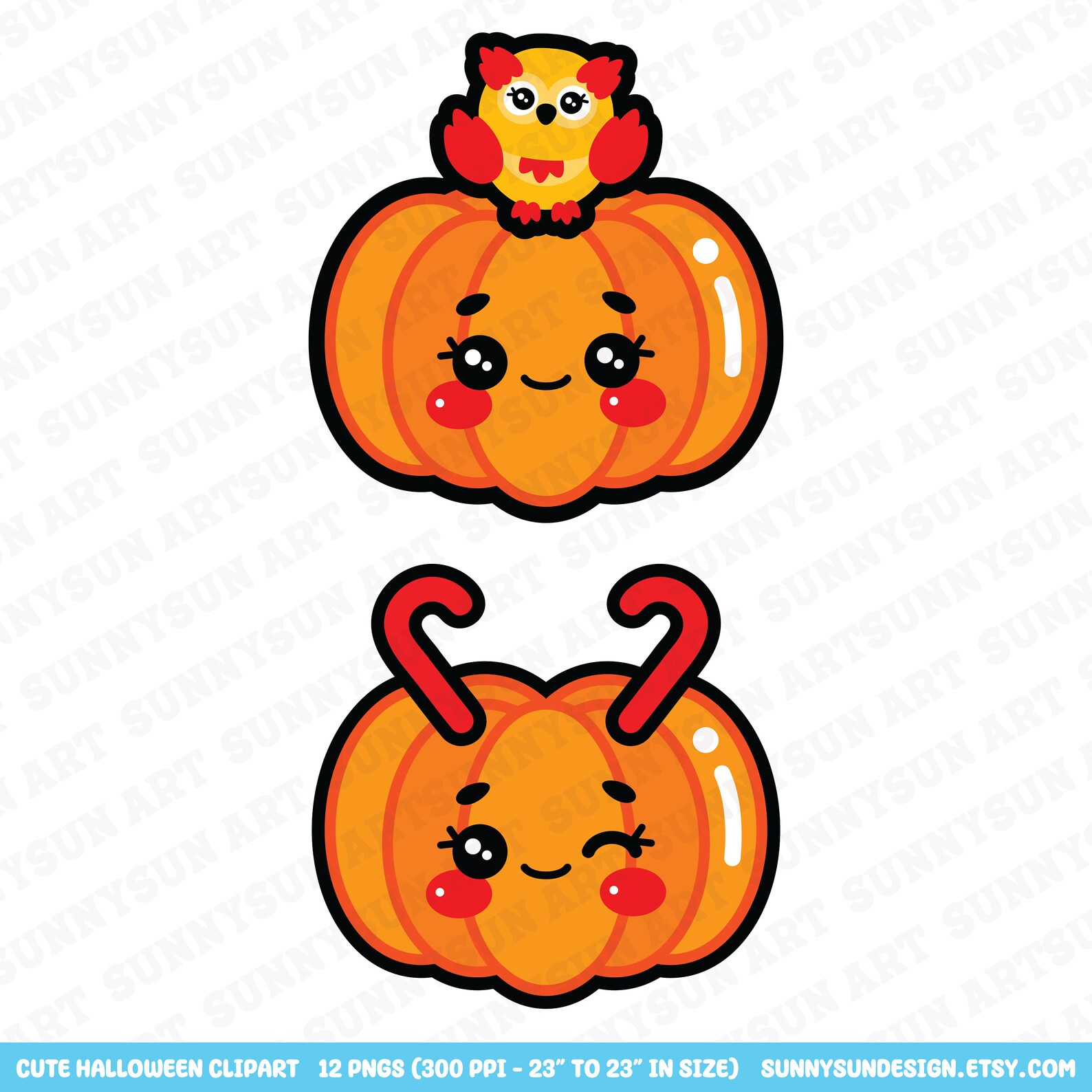 Halloween Pumpkin Clipart, Cute Jack O Lantern PNG, Kawaii Pumpkin Face ...