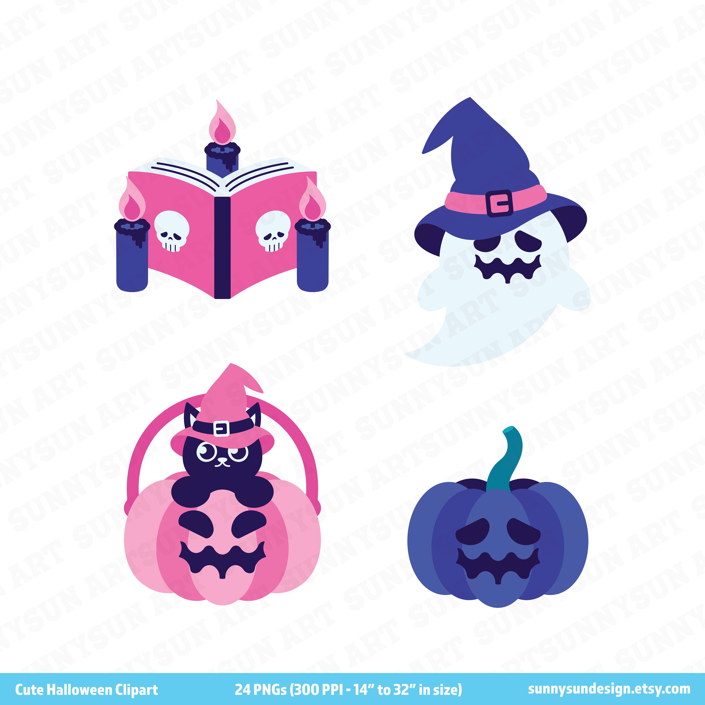 Cute Halloween Clipart, Spooky Season PNG, Girly Halloween PNG, Kawaii ...