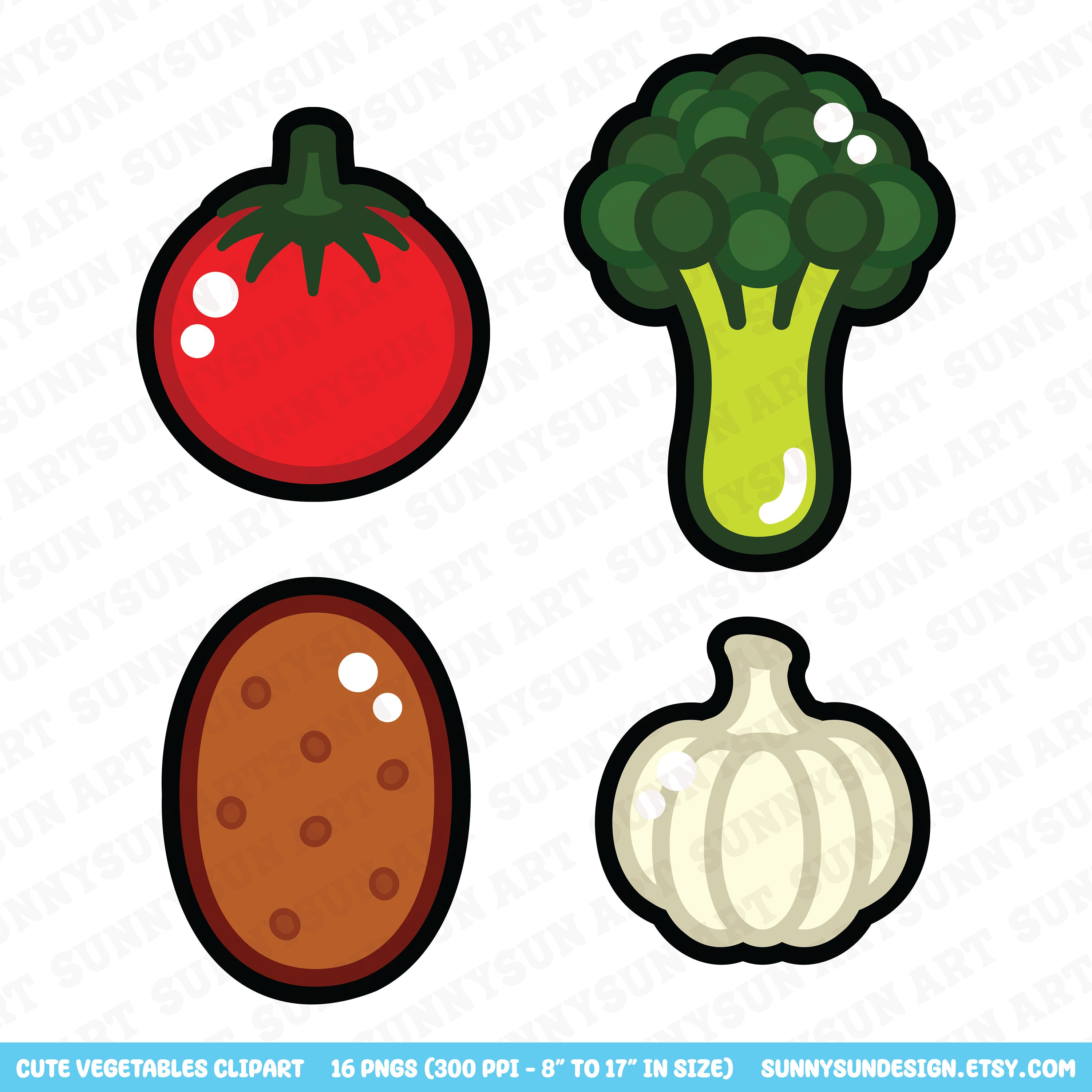 Cute Vegetable Clipart, Kawaii Veggies PNG, Fresh Healthy Food Art ...