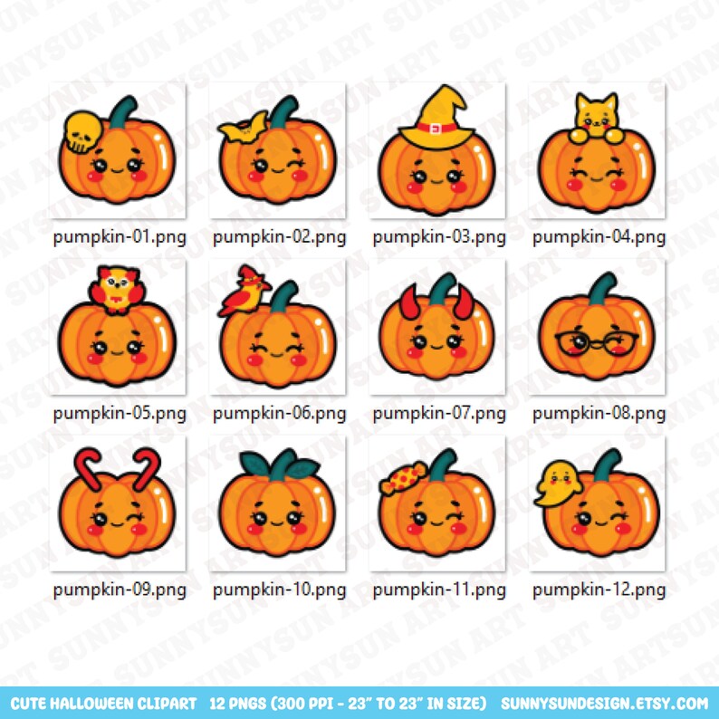 Halloween Pumpkin Clipart, Cute Jack O Lantern PNG, Kawaii Pumpkin Face ...