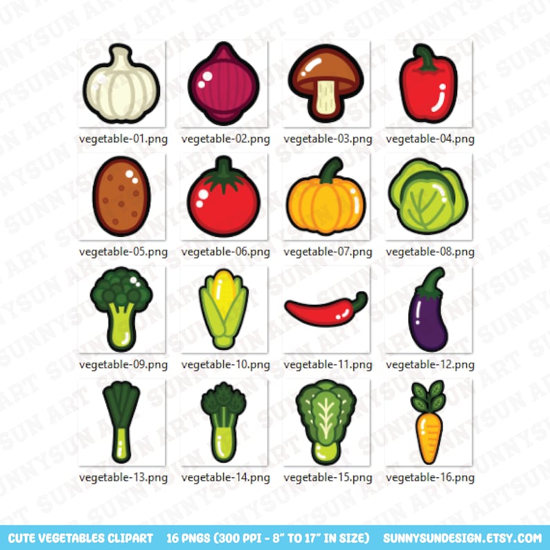Cute Vegetable Clipart, Kawaii Veggies PNG, Fresh Healthy Food Art ...